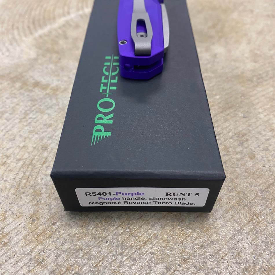 Protech Runt 5 R5401-PURPLE Solid Purple Handle 1.9" Stonewash MAGNACUT ...