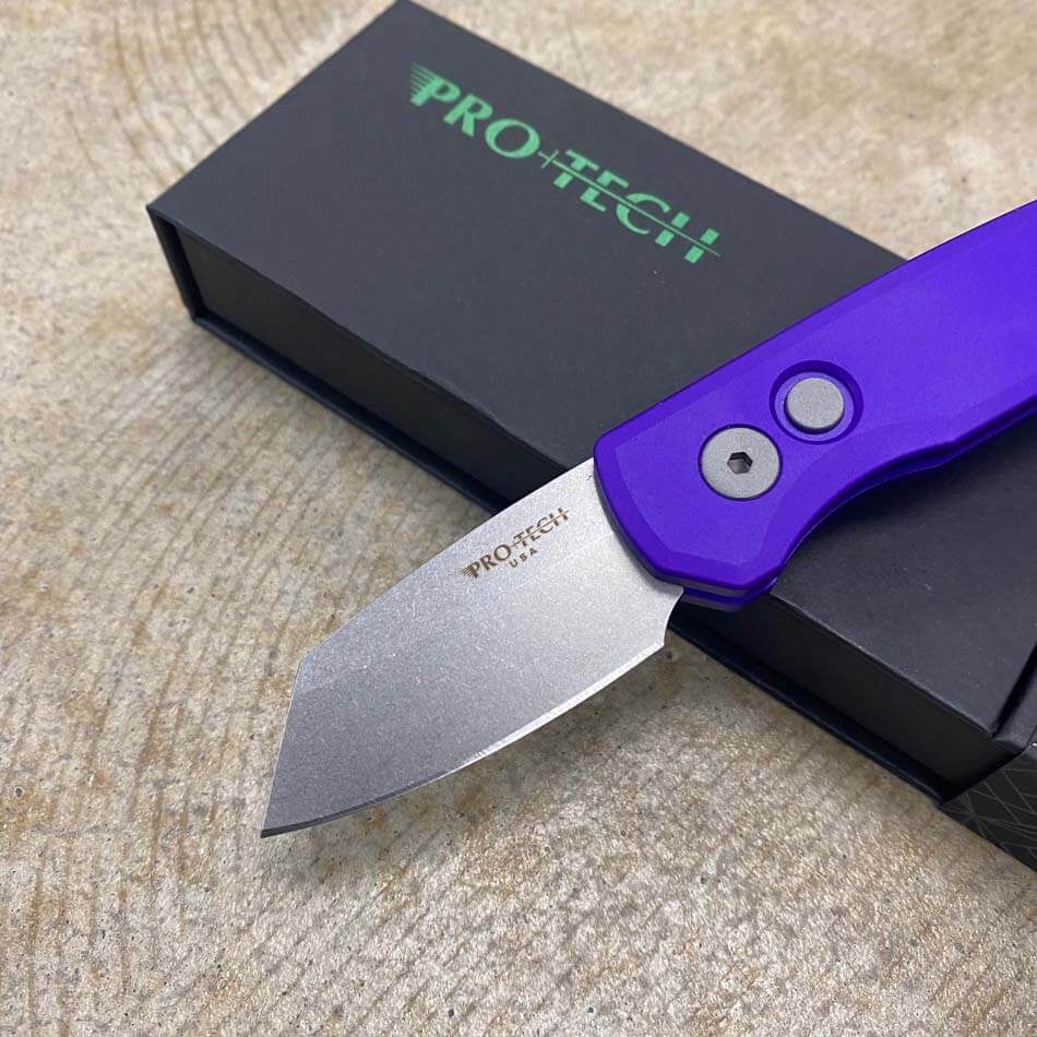Protech Runt 5 R5401-PURPLE Solid Purple Handle 1.9" Stonewash MAGNACUT ...