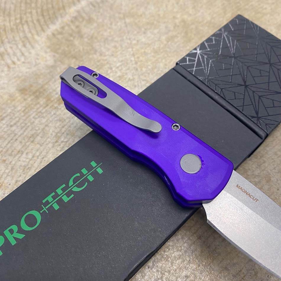 Protech Runt 5 R5401-PURPLE Solid Purple Handle 1.9" Stonewash MAGNACUT ...