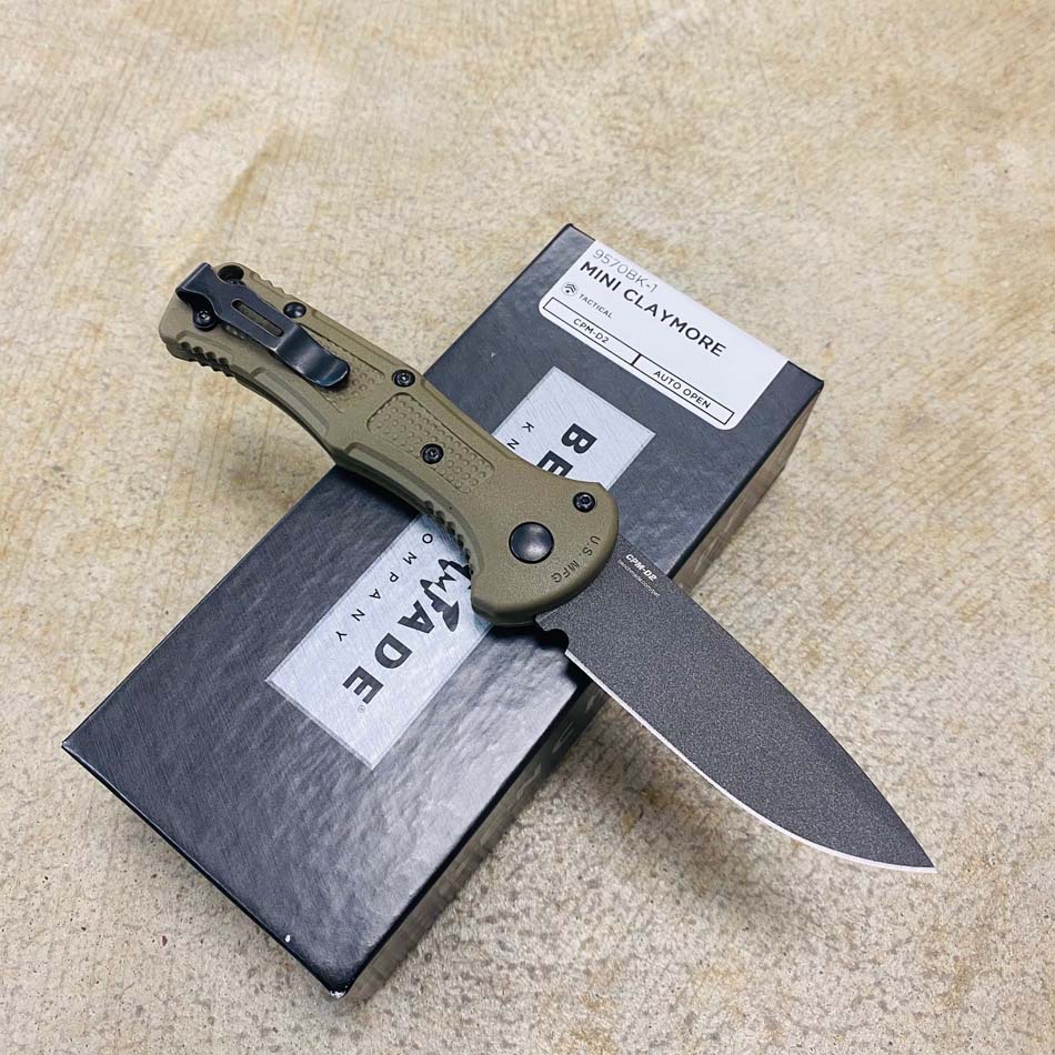 Benchmade 9570BK-1 Mini Claymore AUTO Folding Knife 3" CPM-D2 Cobalt ...