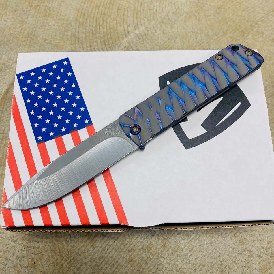 Medford Antik Front Flipper, S45VN Tumbled Drop Point, Blue Violet ...