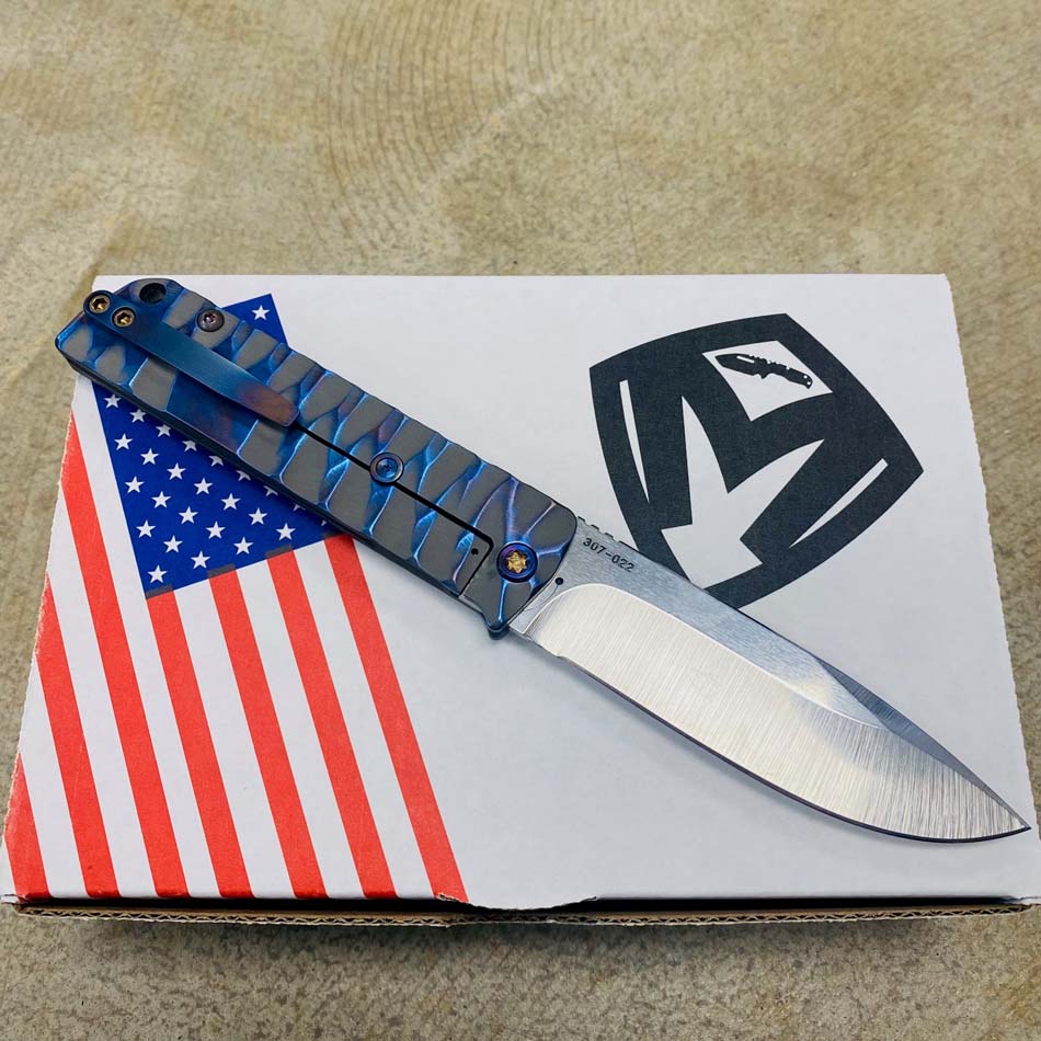 Medford Antik Front Flipper, S45VN Tumbled Drop Point, Blue Violet ...