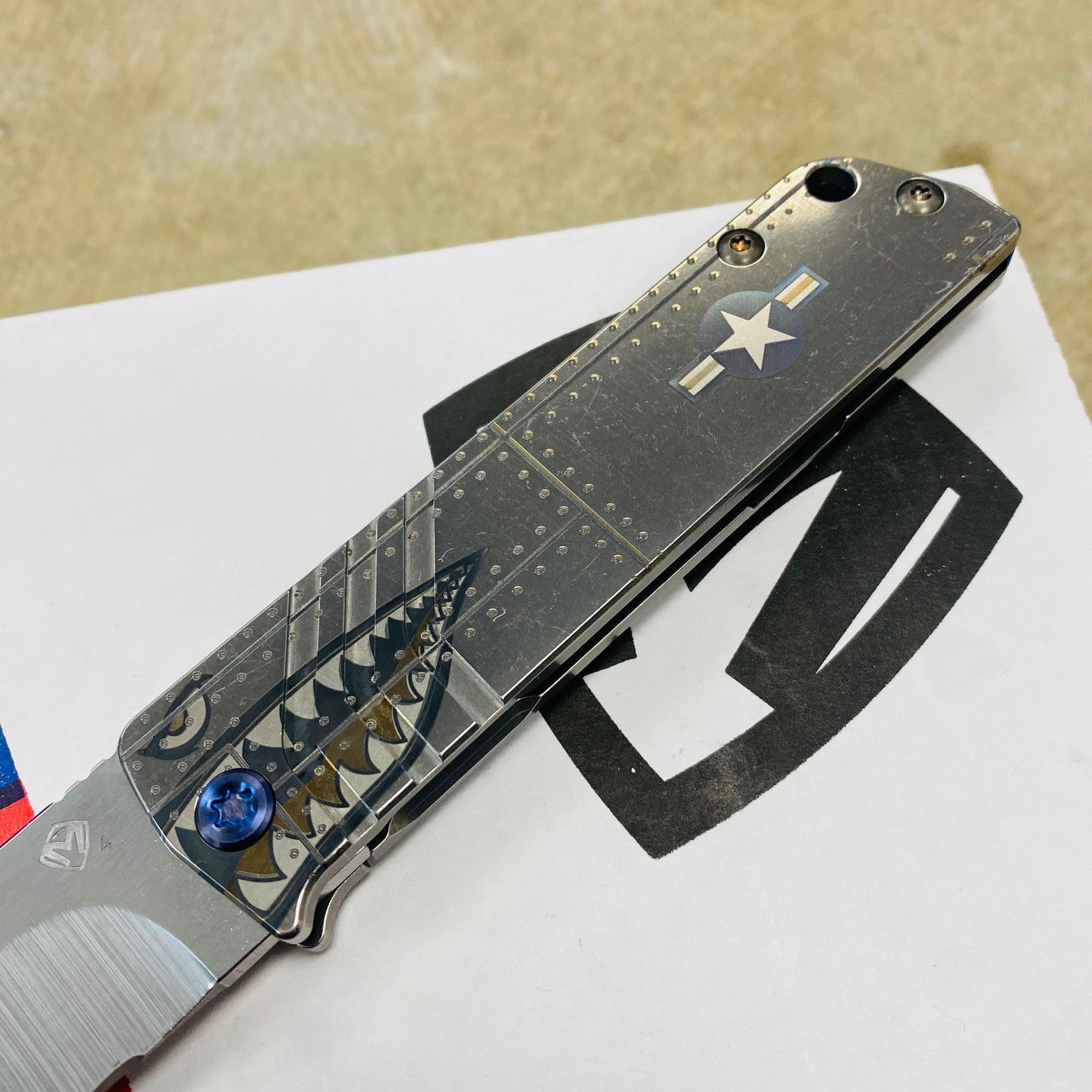 Medford Antik Front Flipper, S45VN Tumbled Drop Point, Warthog Stars n ...