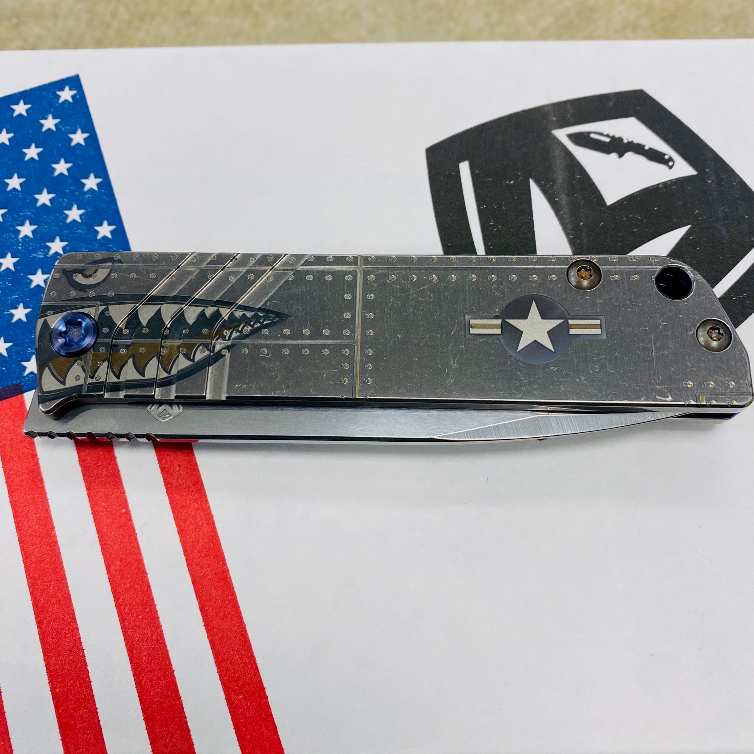 Medford Antik Front Flipper, S45VN Tumbled Drop Point, Warthog Stars n ...