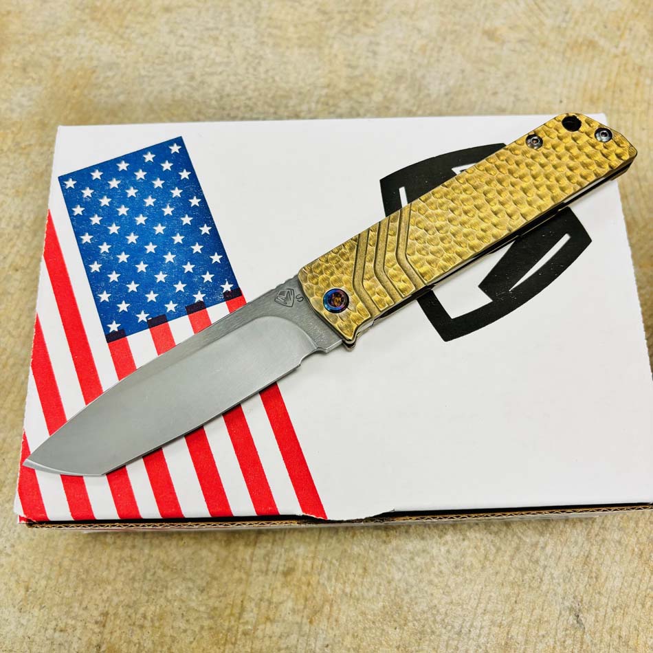 Medford Antik Front Flipper, S35VN Tumbled TANTO, Bronze Cobblestone ...