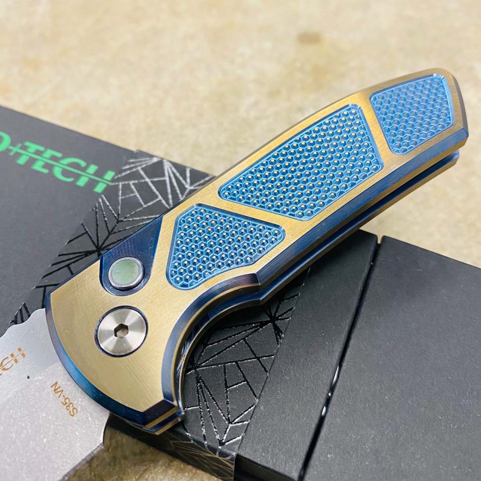 Protech 2023 SBR Custom 006 2 Tone Blue Bronze Knurled Titanium Handles ...