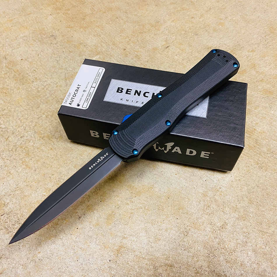 Benchmade 3400BK Autocrat AUTO OTF 3.71" Black DLC Coated Finish Double ...