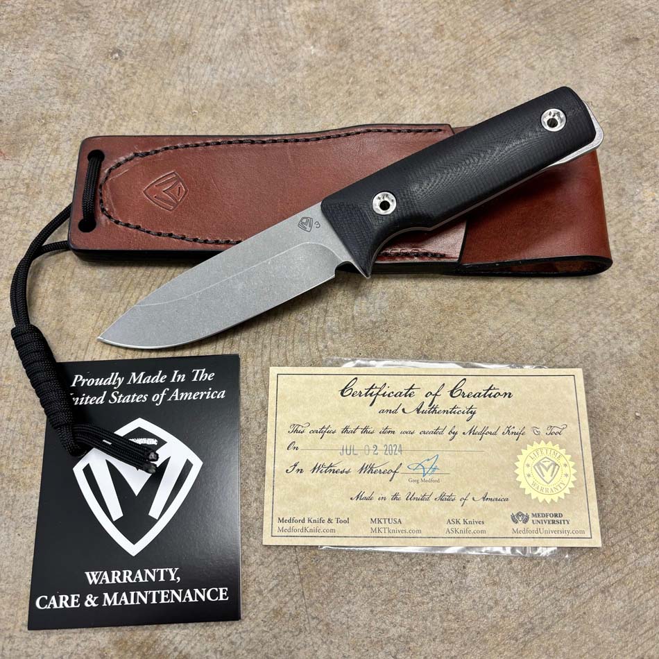 Medford San Pro Series 3V 4" Tumbled Fixed Blade, Black G10 Handles ...