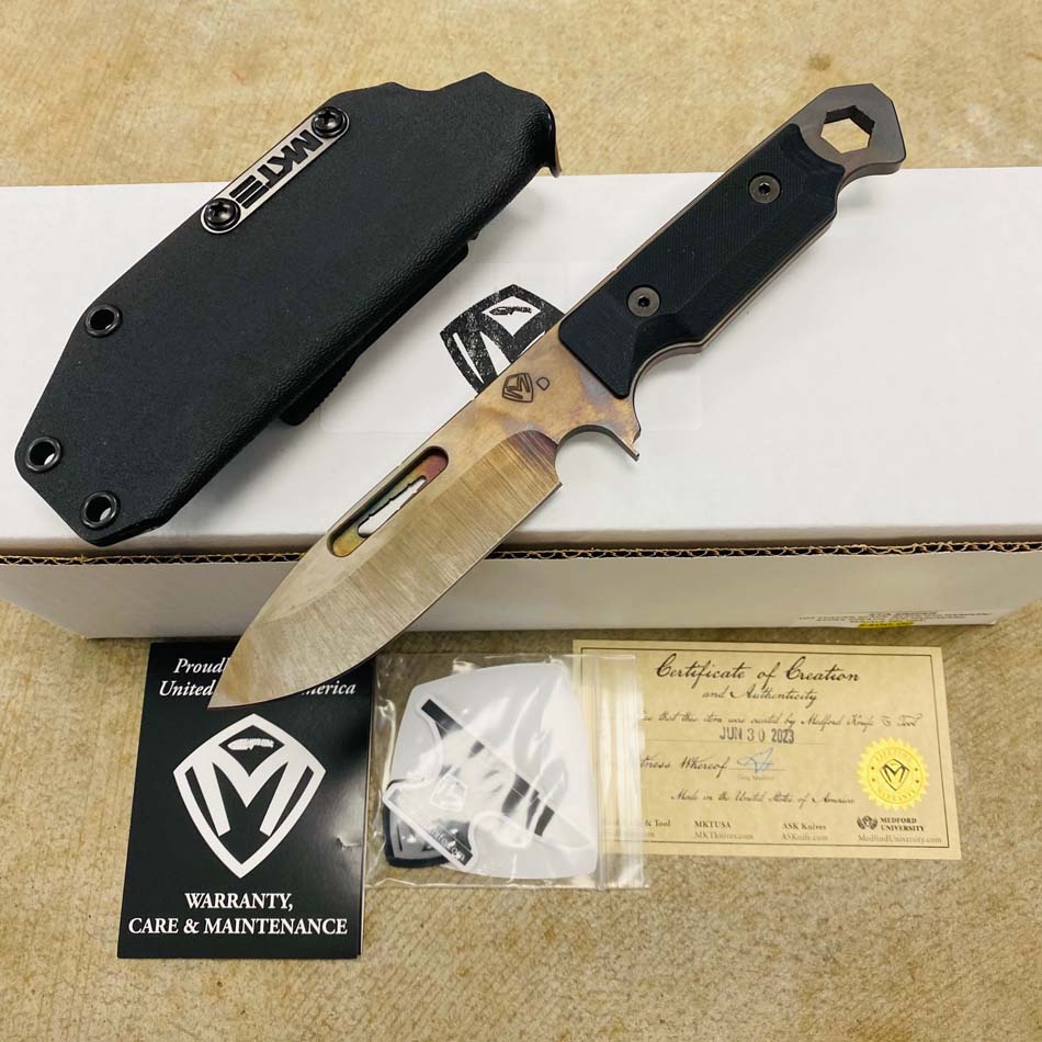 Medford STA Sniper Vulcan Finish D2 Steel G-10 Black Handles USMC Fixed ...