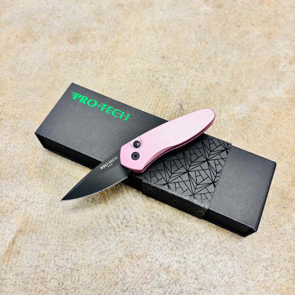 ProTech 2907-Pink Sprint Solid Pink Handles 2" Black Blade Auto Knife